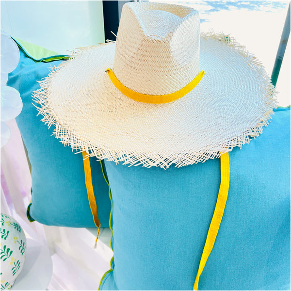 Palm Frond Sunny Days Hat with Strap, Handmade in Guatemala - James Ascher