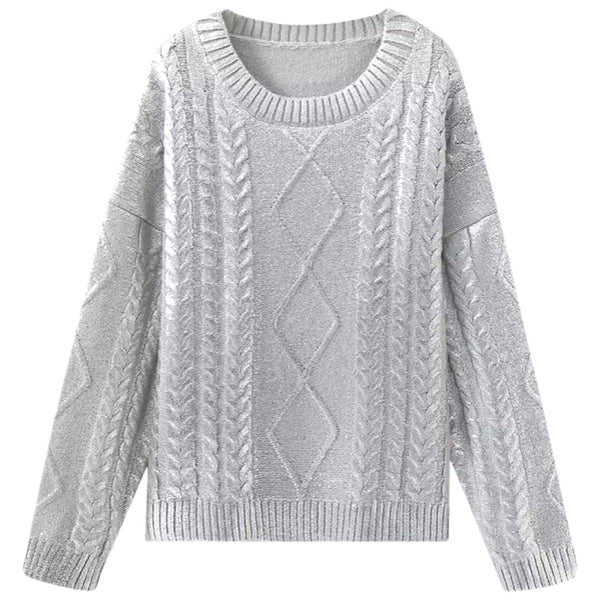 Metallic Silver Lame Sterling Sweater - James Ascher