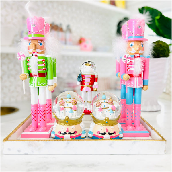 15” (TALL!) Palm Beach Pink & Green Nutcrackers - James Ascher