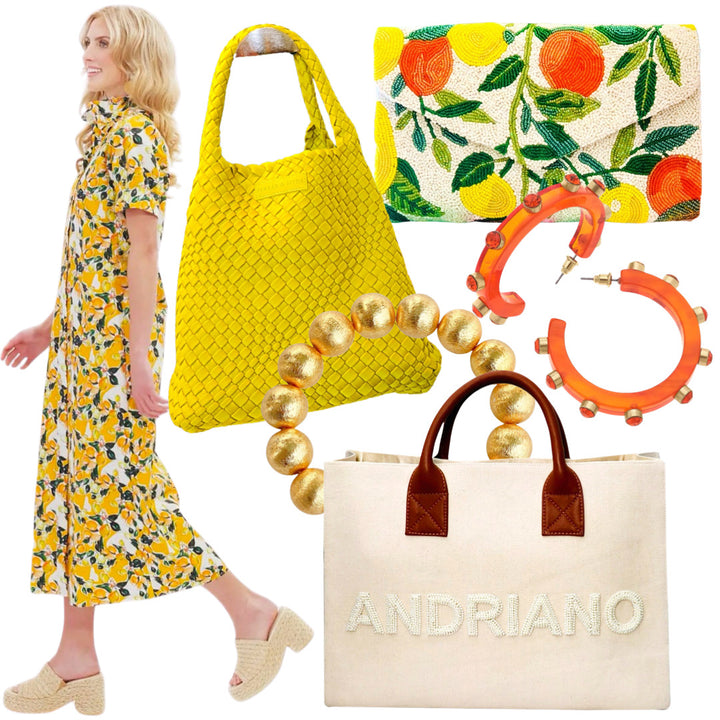 Hand Beaded Citrus Bag with Optional Chain - James Ascher