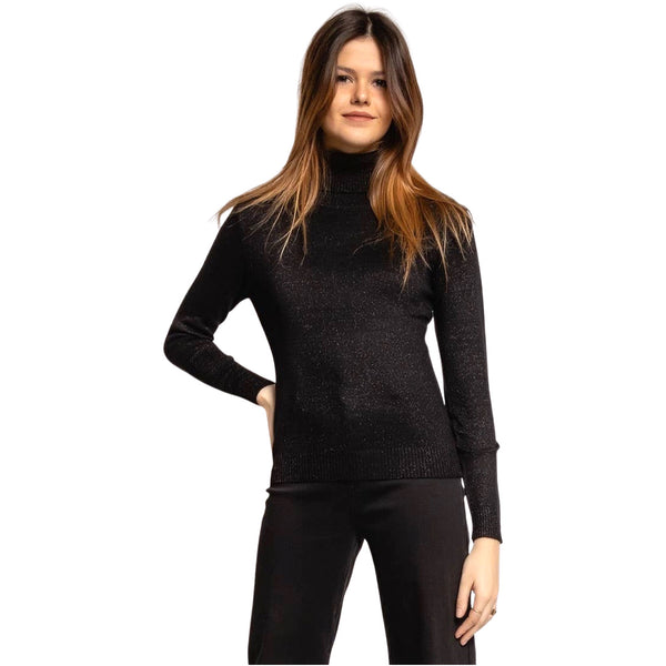 METALLIC Lurex Donna Turtleneck in Gold, Ivory & Black - James Ascher