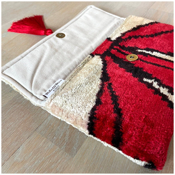 Handmade Silk Velvet Red Bow Bag with Optional Chain - James Ascher